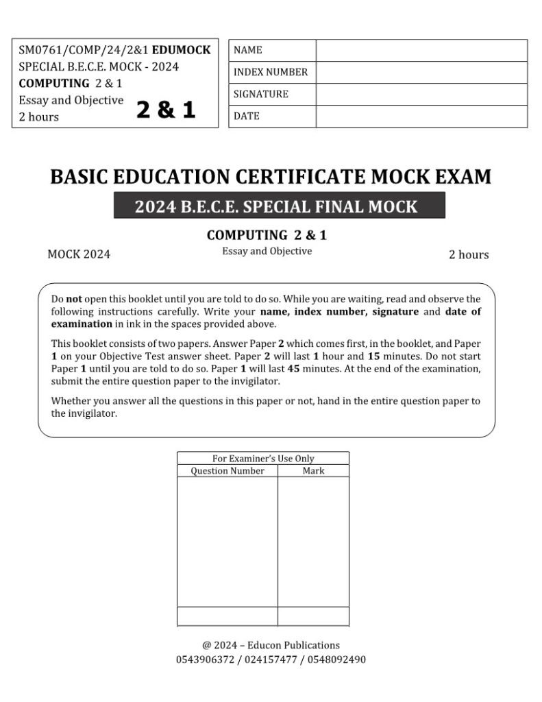 2025 BECE Computing Questions